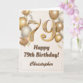79th Birthday Gold Balloons and Confetti Birthday Card | Zazzle