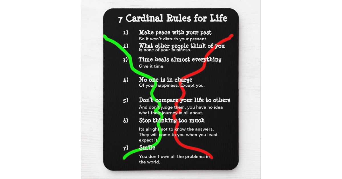 7 Cardinal Rules for LIFE Mouse Pad | Zazzle