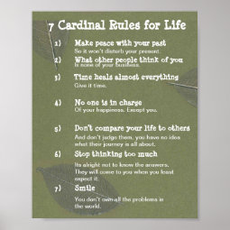7 Cardinal Rules for LIFE Poster | Zazzle