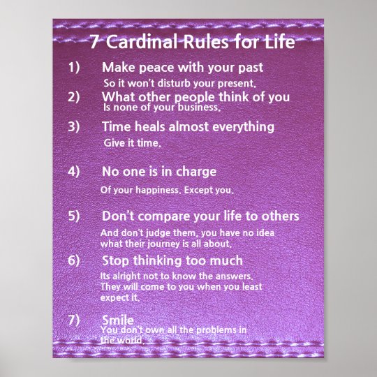 7 Cardinal Rules for LIFE Poster | Zazzle.com