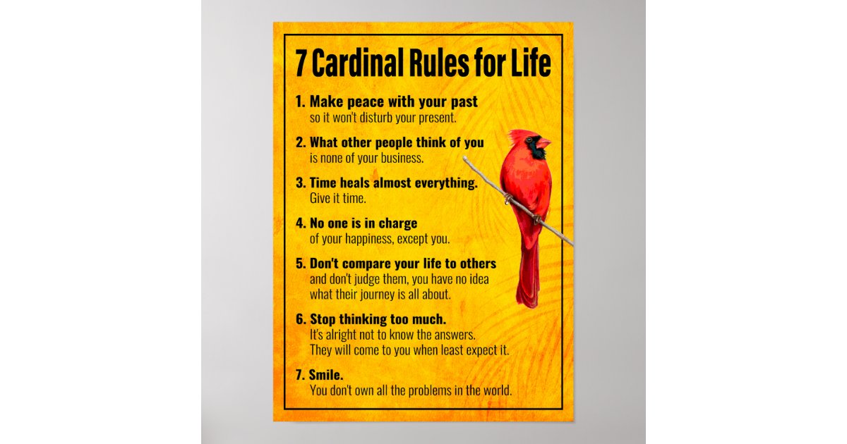 7 cardinal rules for life poster | Zazzle