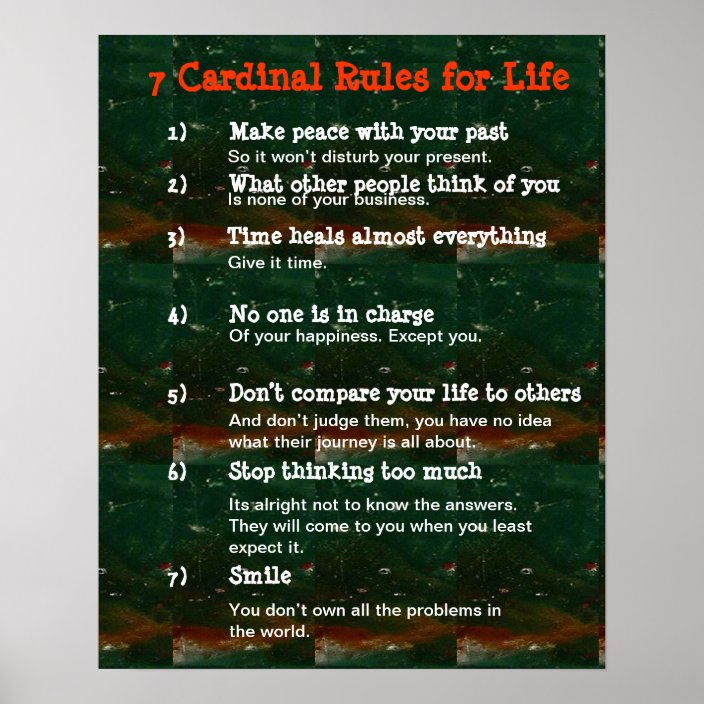 7 Cardinal Rules for LIFE Poster | Zazzle.com