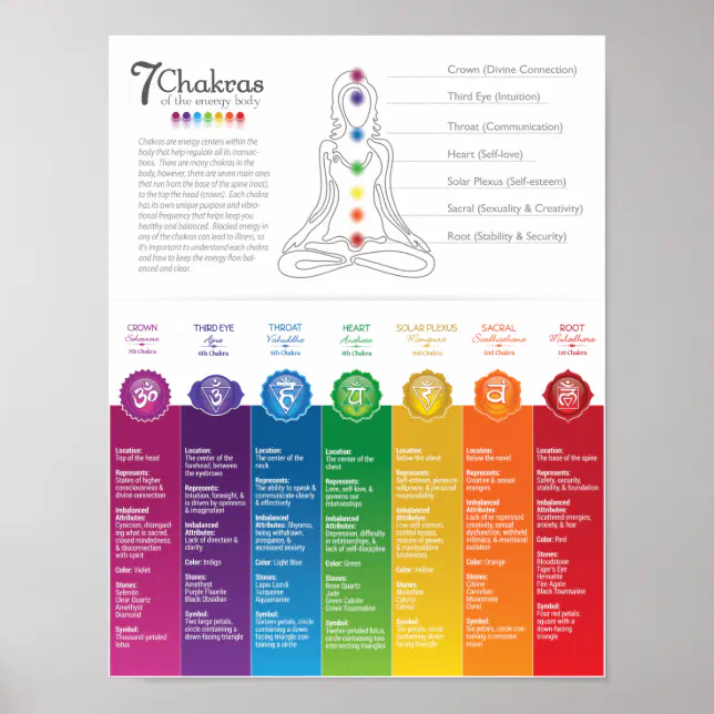 7 Chakra Chart Poster - 82 WBG-P | Zazzle