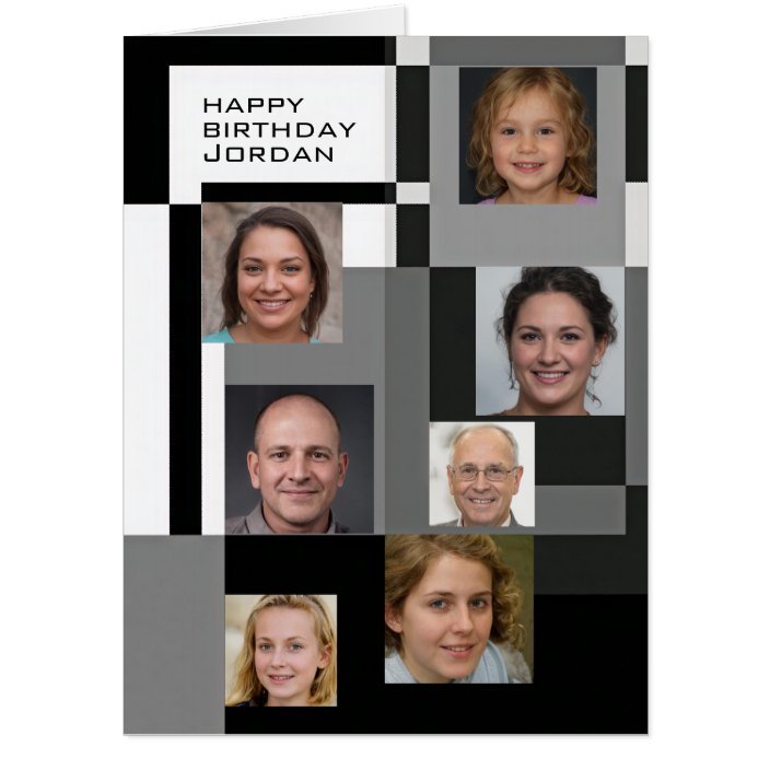 7 Custom Photos Abstract Modern Giant Birthday Card | Zazzle.com