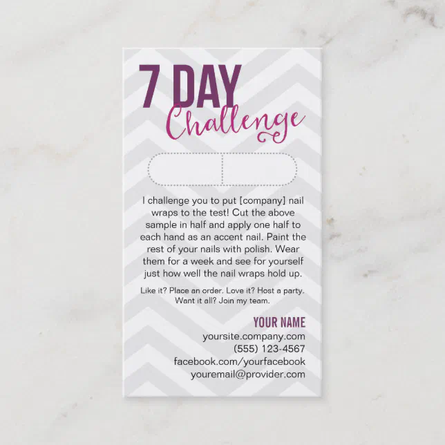 7 Day Challenge Sample Card Business Cards | Zazzle