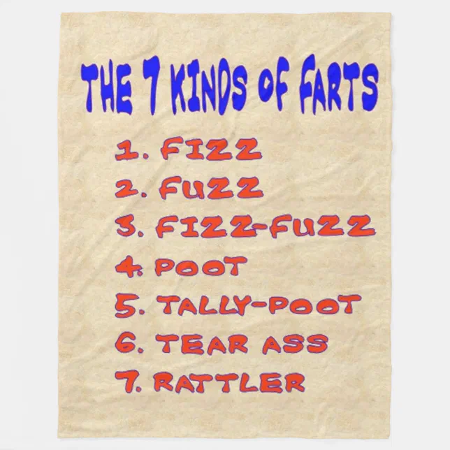 7 KINDS of FARTS Fleece Blanket | Zazzle
