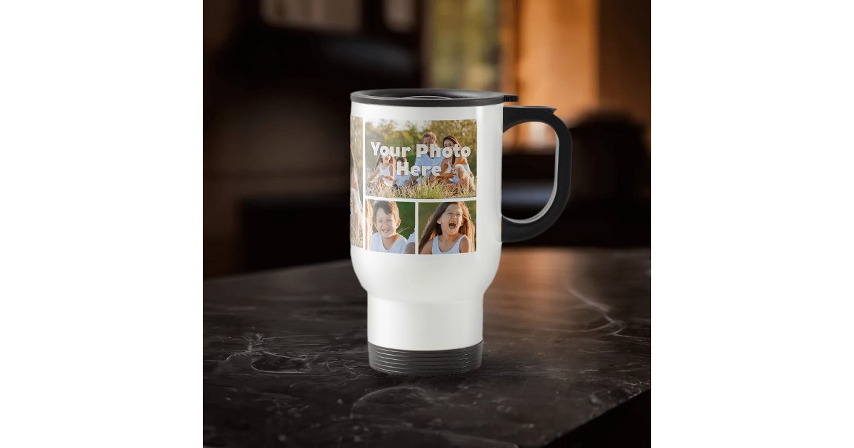 7 Multi Photo Personalized Collage Travel Mug | Zazzle