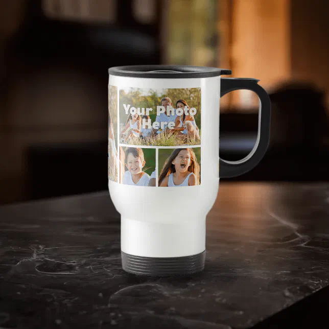 7 Multi Photo Personalized Collage Travel Mug | Zazzle