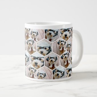 7 Photo Collage - funky hexagon pattern Giant Coffee Mug | Zazzle