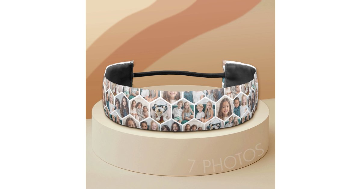 7 Photo Collage - honeycomb pattern - BE PATIENT Athletic Headband | Zazzle