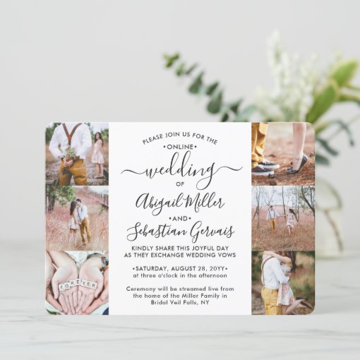 7 Photo Virtual Wedding Livestream Online Ceremony Invitation | Zazzle