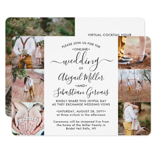 7 Photo Virtual Wedding Livestream Online Ceremony Invitation | Zazzle.com