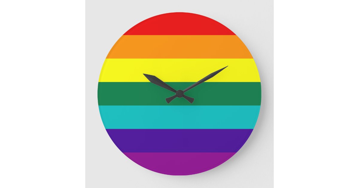 7 Stripes Rainbow Gay Pride Flag Large Clock | Zazzle
