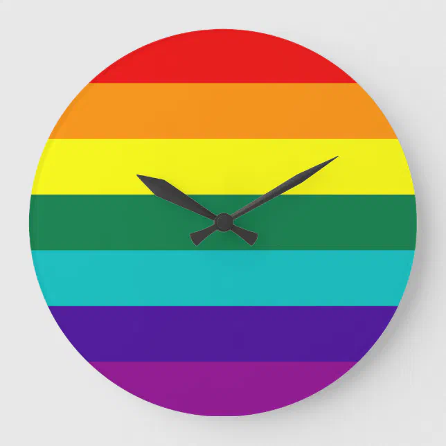 7 Stripes Rainbow Gay Pride Flag Large Clock | Zazzle