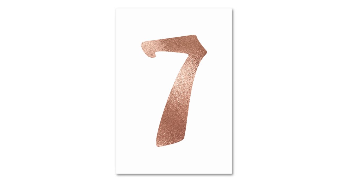 7 Table Number White Metallic Pink Rose Gold Table Number | Zazzle
