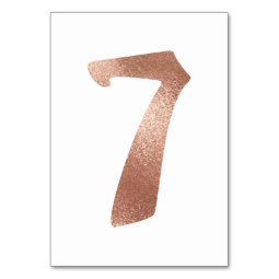 7 Table Number White Metallic Pink Rose Gold Table Number | Zazzle