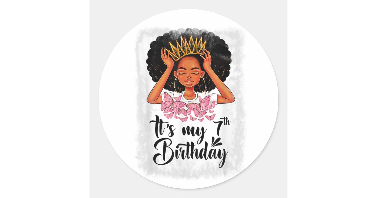 7 Years Old Gift for Girls Teenager 7th Birthday Classic Round Sticker ...