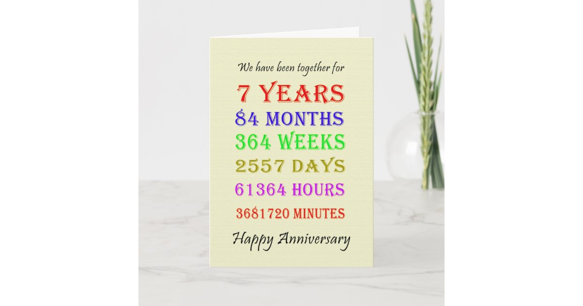 7th Anniversary Milestones Card | Zazzle