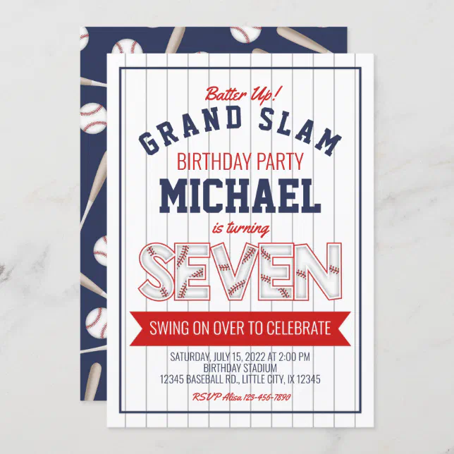 7th Baseball Birthday Invitation | Zazzle
