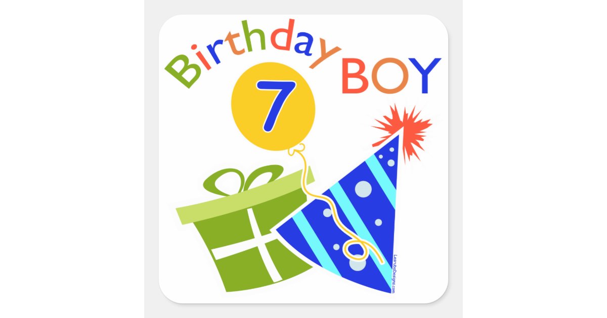 7th Birthday - Birthday Boy Square Sticker | Zazzle