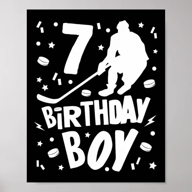 7th Birthday Boy Ice Hockey Kids 7 Years Old Party Poster | Zazzle