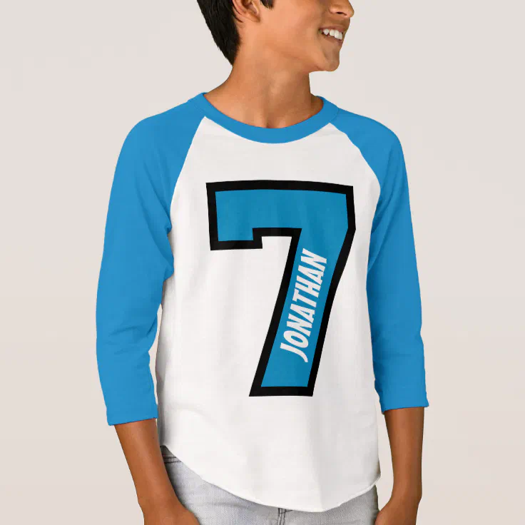 7th Birthday Boy Sports Number Seven Years A04 T-Shirt | Zazzle