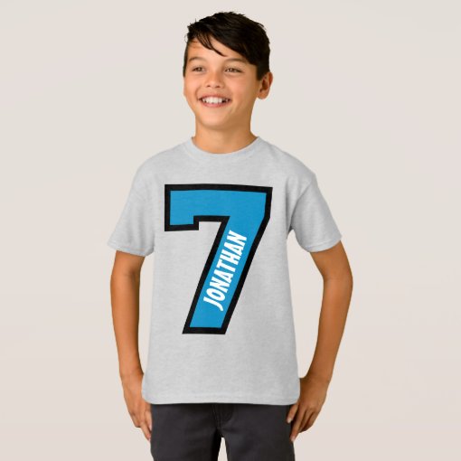 7th Birthday Boy Sports Number Seven Years A04 T-Shirt | Zazzle