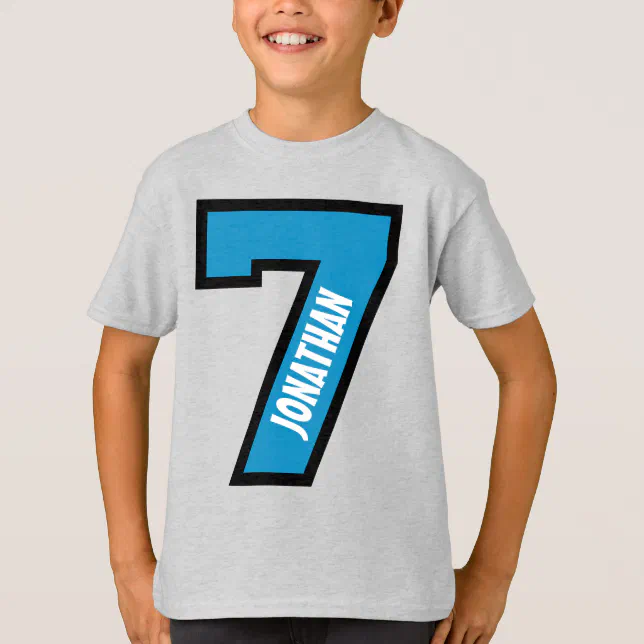 7th Birthday Boy Sports Number Seven Years A04 T-Shirt | Zazzle