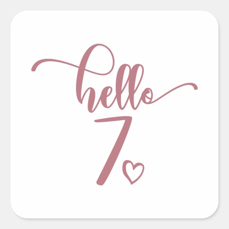 7th Birthday Girls Hello Seven Cute 7 Years Old Square Sticker | Zazzle