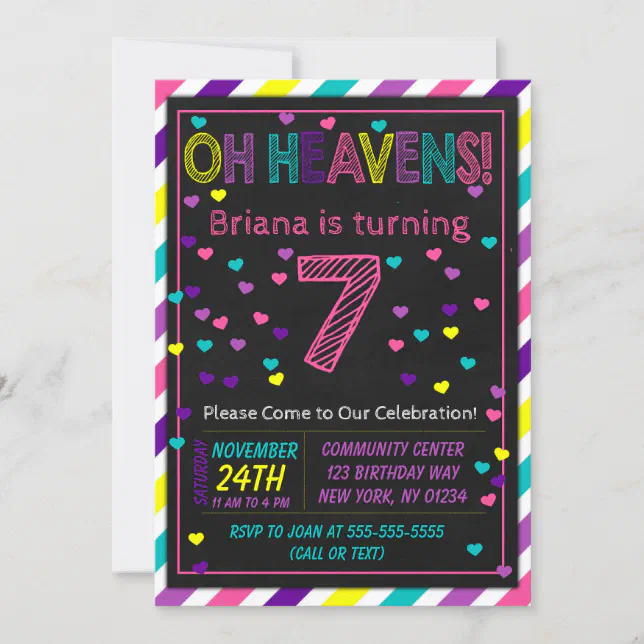 7th Birthday Invitation for a Girls Birthday Party | Zazzle