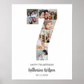 7th Birthday Number 7 Photo Collage Custom Picture Poster | Zazzle