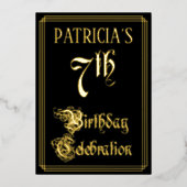 7th Birthday Party — Fancy Script & Custom Name Foil Invitation | Zazzle