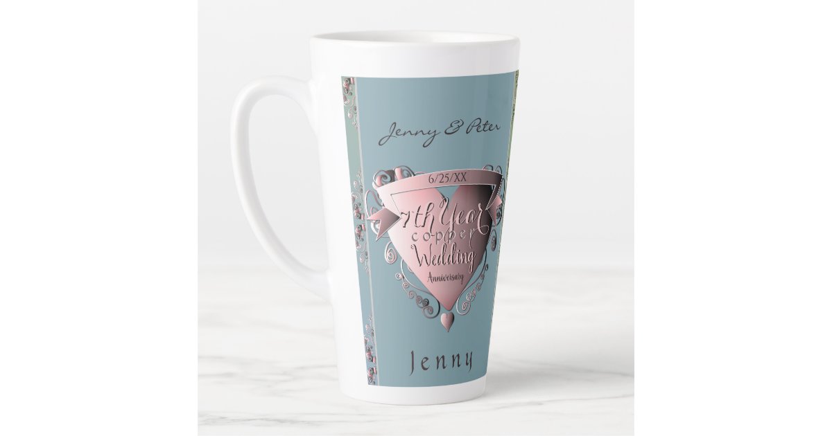 7th Copper Heart Emblem Latte Mug | Zazzle
