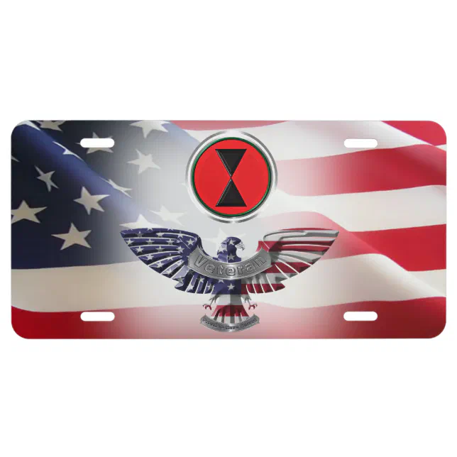 7th Infantry Division American Flag License Plate | Zazzle
