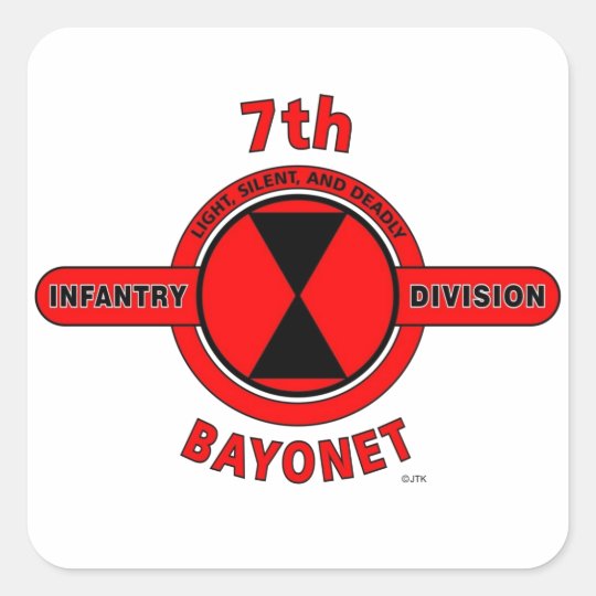 7TH INFANTRY DIVISION "BAYONET DIVISION" SQUARE STICKER | Zazzle.com