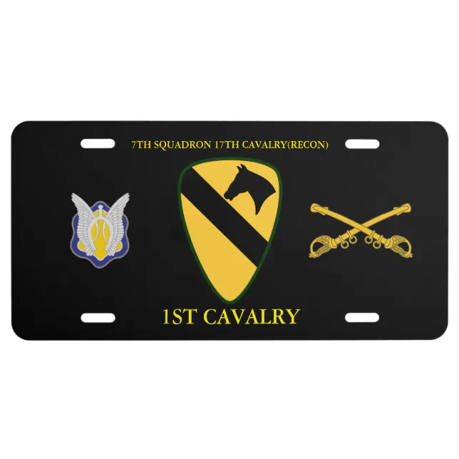 7TH SQUADRON 17TH CAVALRY(RECON) 1ST CAVALRY LICENSE PLATE | Zazzle