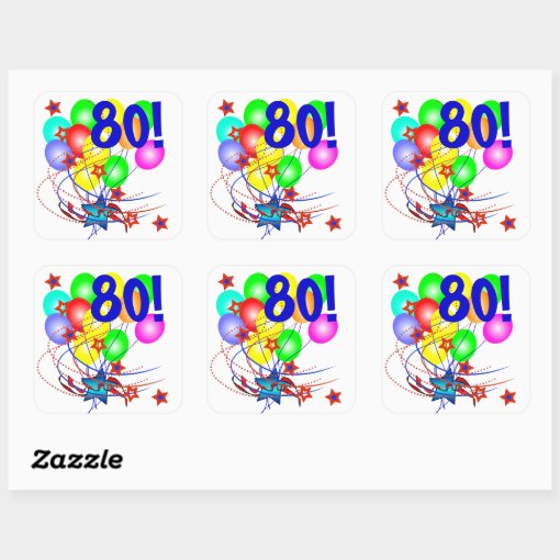 80! Or Any Age Birthday Balloons Stickers | Zazzle