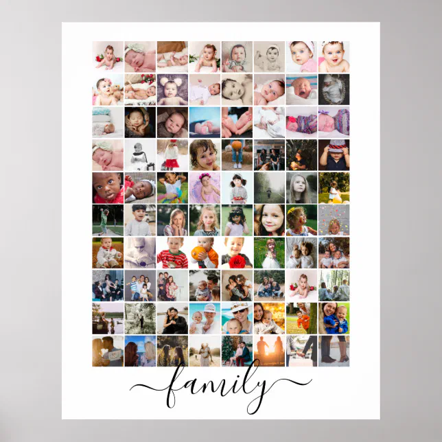 80 Photo Collage Personalized Family Poster | Zazzle