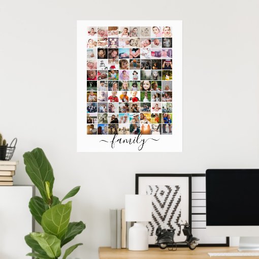 80 Photo Collage Personalized Family Poster | Zazzle