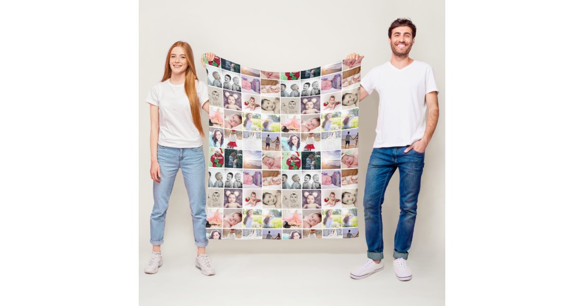 80 photos collage personalized (20 repeat) fleece blanket | Zazzle