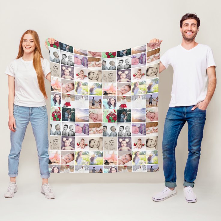 80 photos collage personalized (20 repeat) fleece blanket | Zazzle