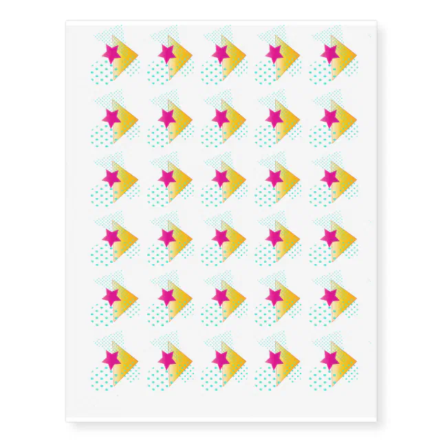 80’s Theme Star Design Temporary Tattoos | Zazzle