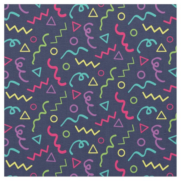 Neon 80s Abstract Geometric Pattern Fabric | Zazzle