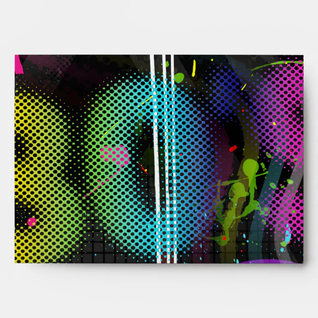 80's Bash Retro Rainbow Splash Birthday Party Envelope | Zazzle