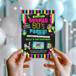80s Birthday Invitation, 80s Party Invite, Neon Invitation | Zazzle