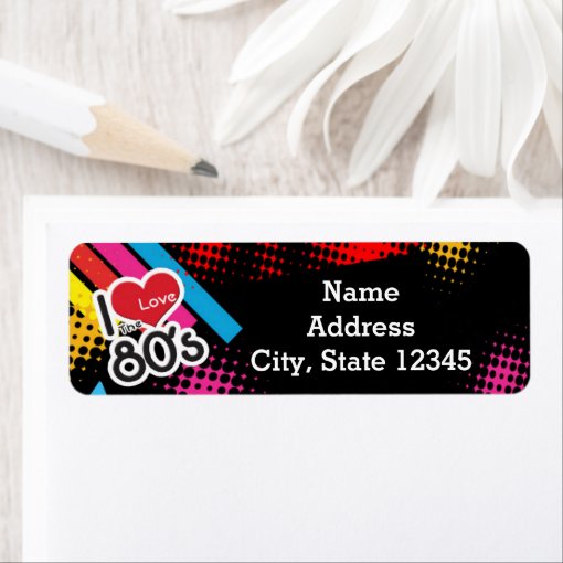 80's Eighties Party Retro Address Labels Sticker | Zazzle