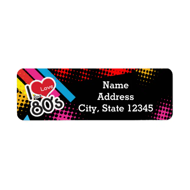 80's Eighties Party Retro Address Labels Sticker | Zazzle