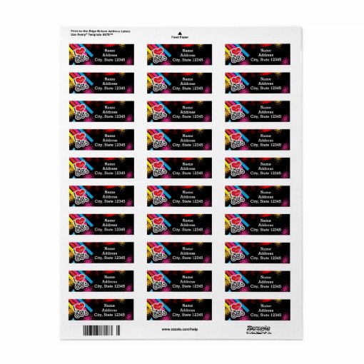 80's Eighties Party Retro Address Labels Sticker | Zazzle