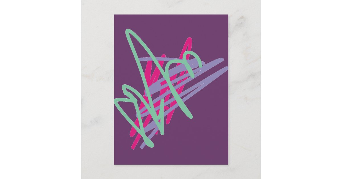 80s eighties vintage colors splash medley art girl postcard | Zazzle