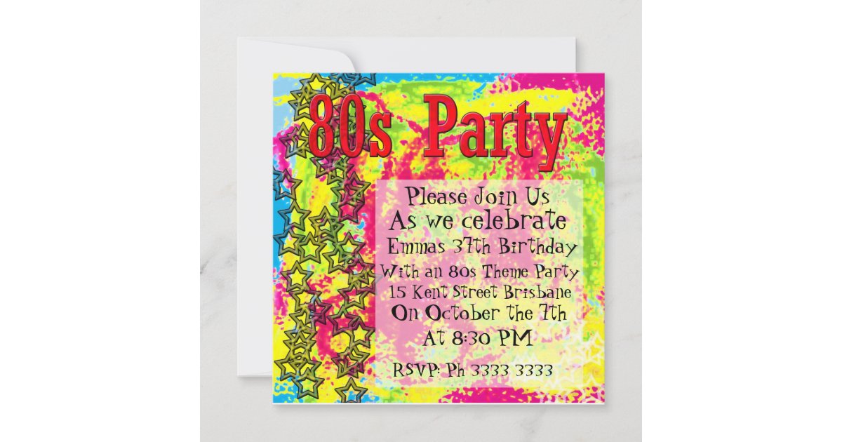 80s Fluro Party Invitations | Zazzle